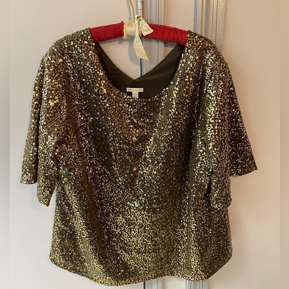 Cato | Tops | Cato Gold Sequin Blouse 2628w | Poshmark